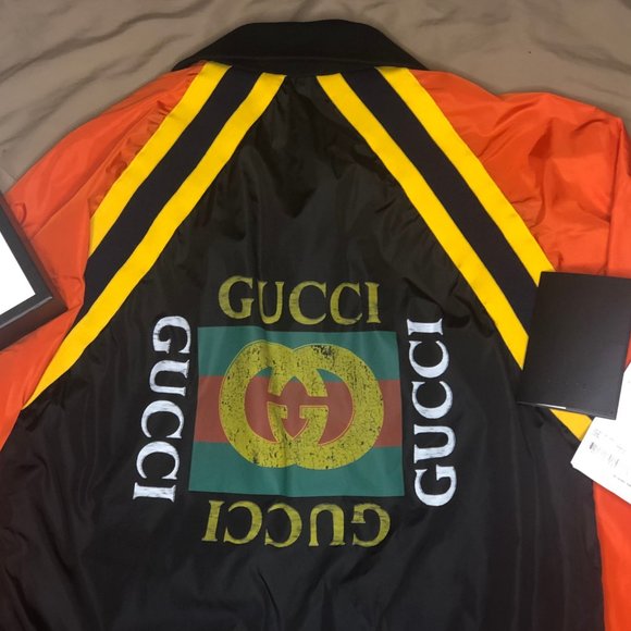 Gucci | Jackets & Coats | Gucci Orange Vintage Windbreaker Nylon Jacket ...